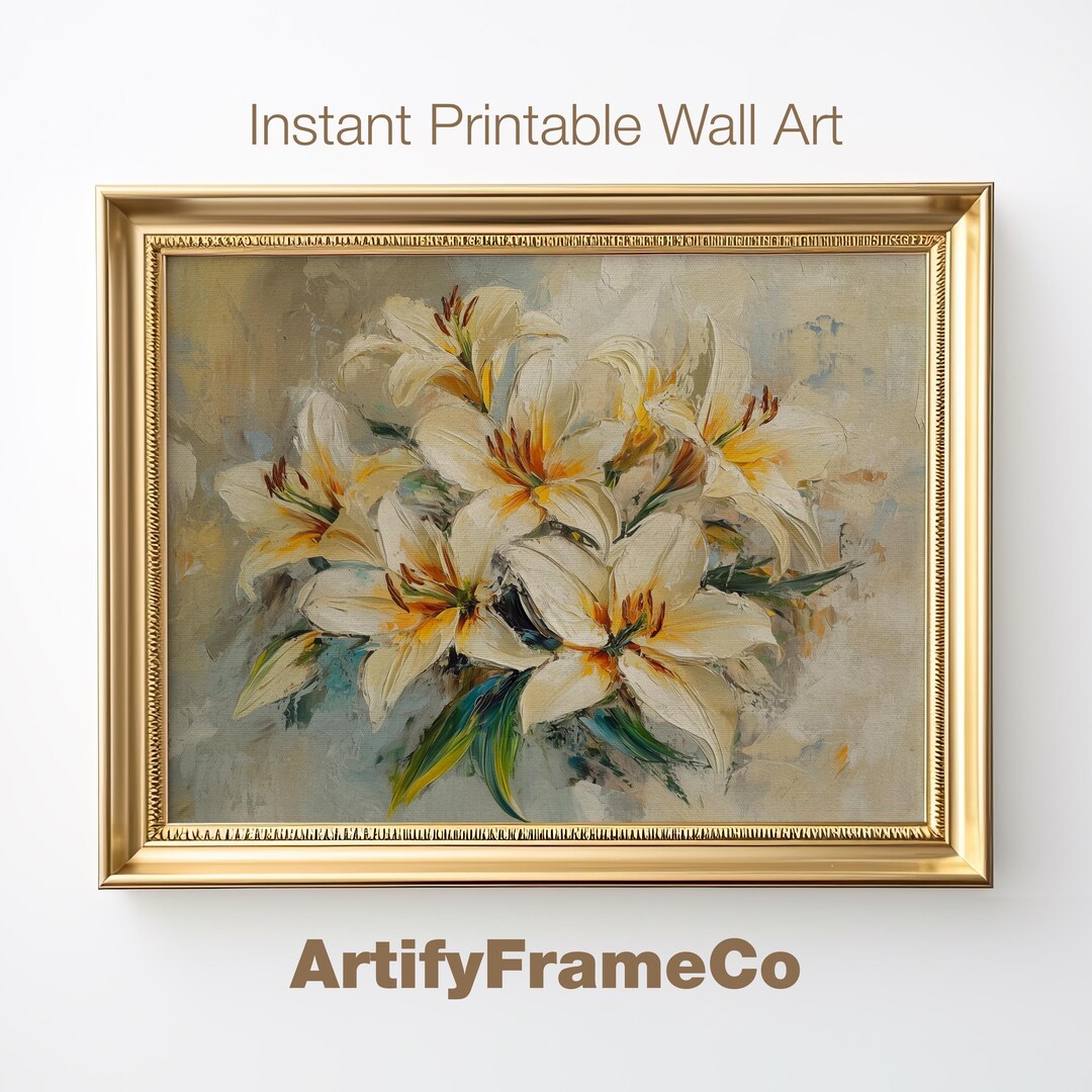 PRINTABLE Lilies Painting Wall Art, Spring Flower Print, Lily Print ...
