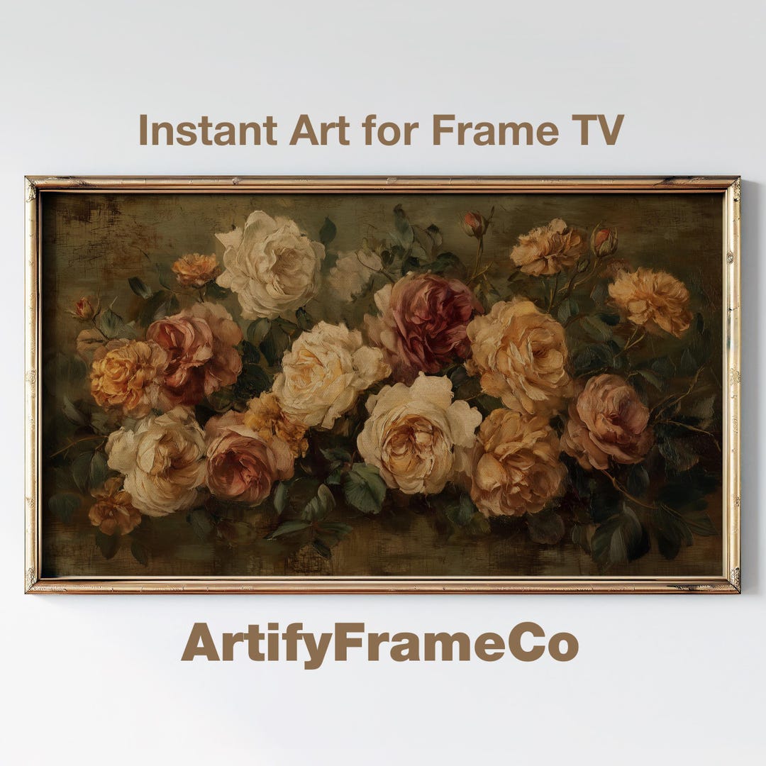 Vintage Rose Antique Flowers Frame TV Art: Warm Boho Decor (digital ...