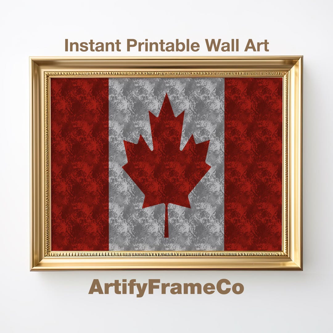 Textured Canadian Flag Print, PRINTABLE Vintage Wall Art, Rustic Canada ...