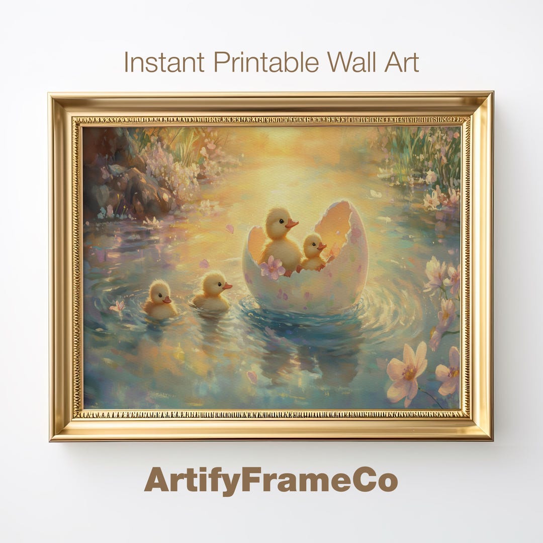Set of 3, Printable Easter Ducklings Wall Art, Watercolor Painting ...