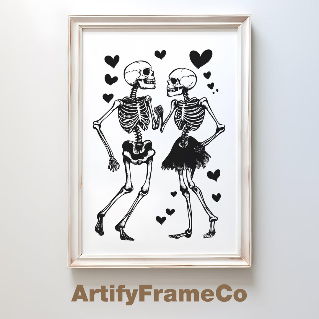 Vintage Skeletons Dancing Printable Art, Spooky Halloween Decor ...