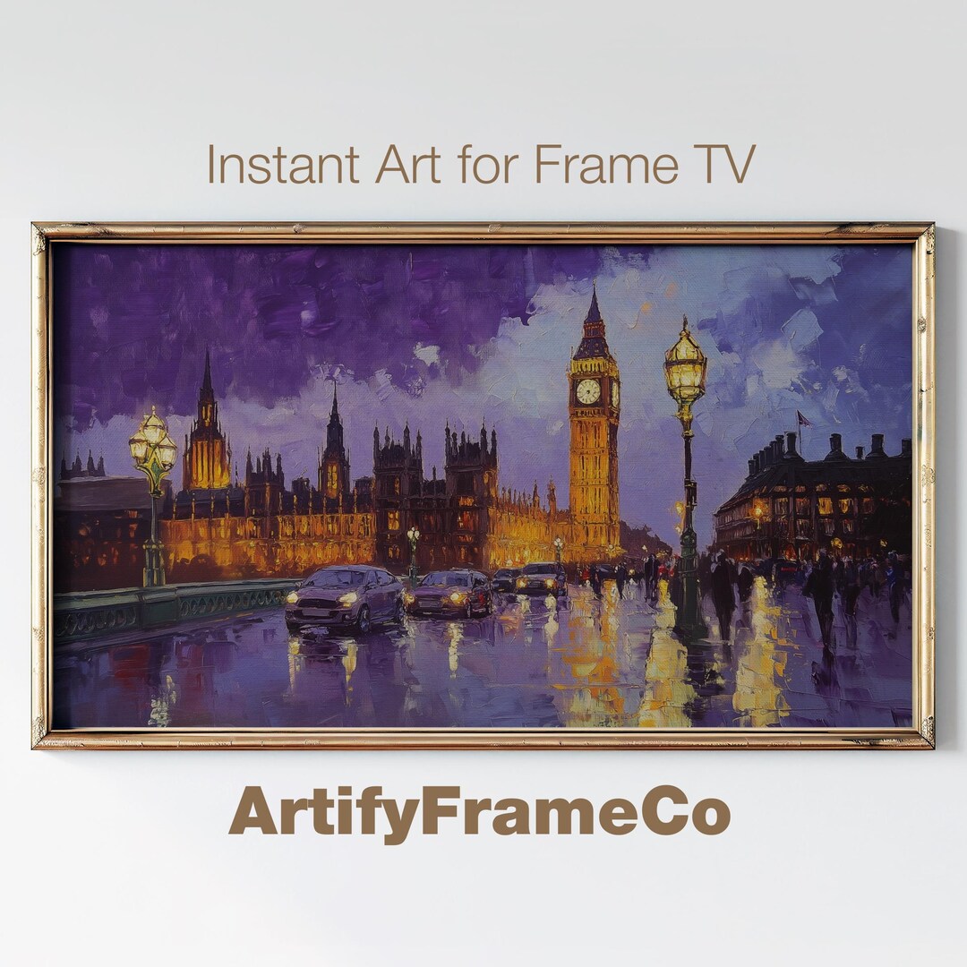 Big Ben Frame TV Art, London City Digital Frame TV Art, Rainy Sky ...