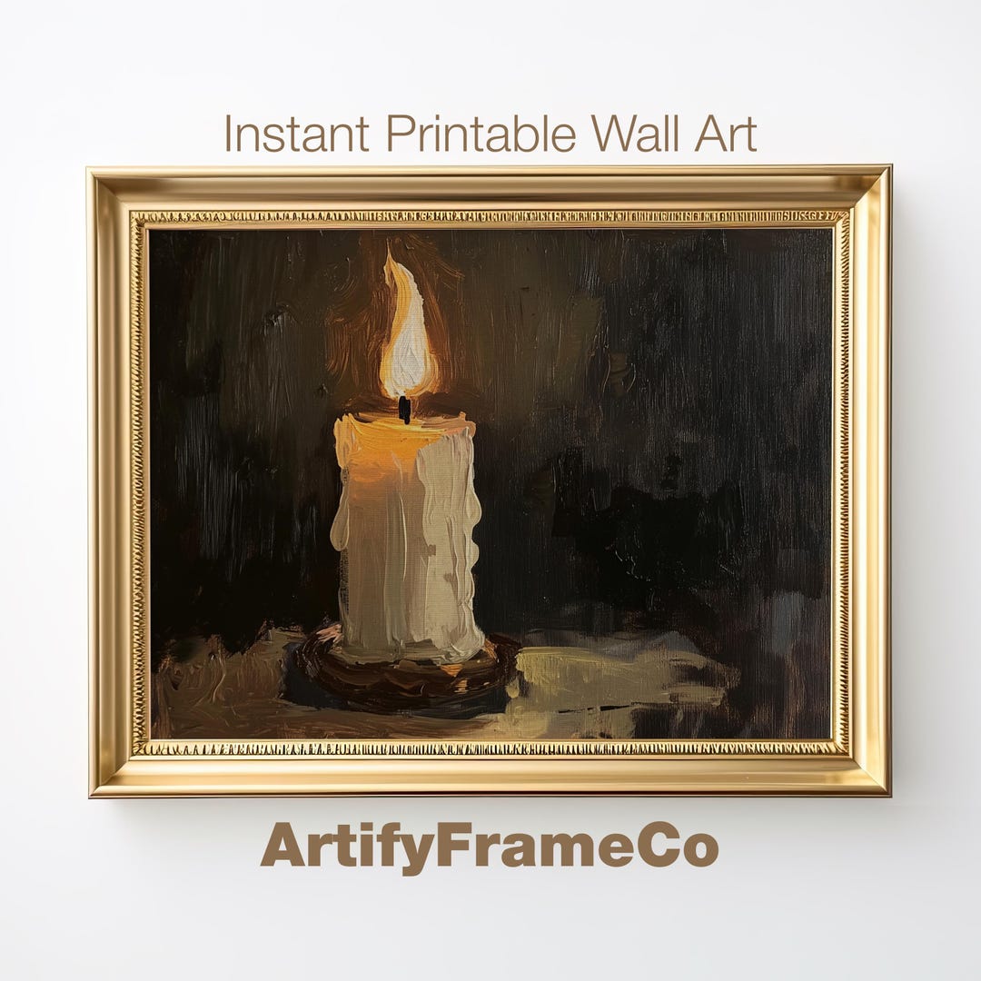 Moody Candle Still Life Print: Romantic Dark Wall Decor (digital ...