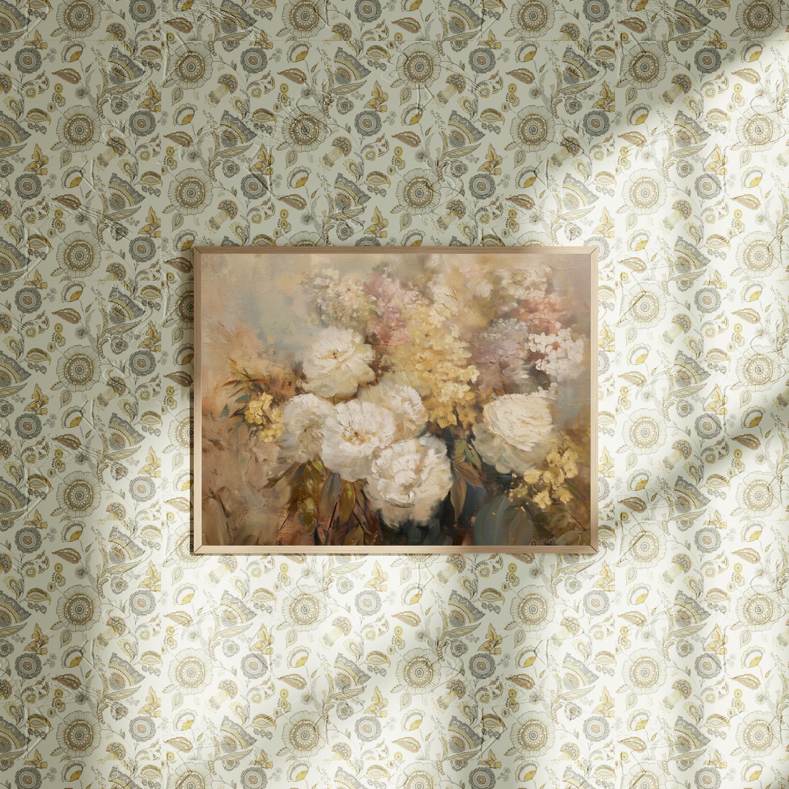 Cream Floral Bouquet Print, Soft Neutral Flower Wall Art, French ...
