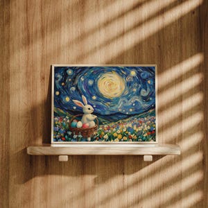 Printable Easter Wall Art, Van Gogh Easter Oil Painting, Easter Bunny ...