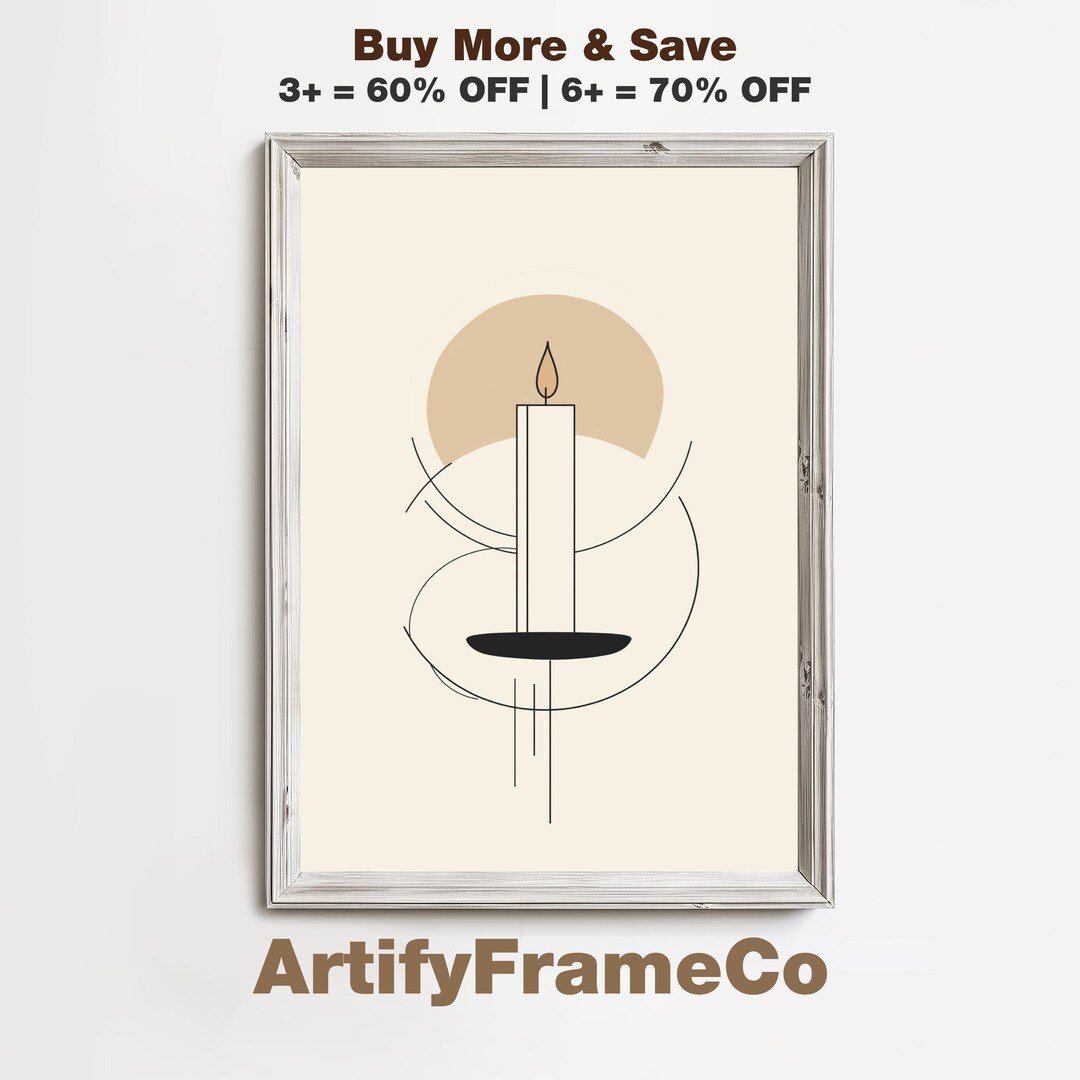 Candlelight Glow Minimalist Winter Sketch PRINTABLE Art Vintage ...