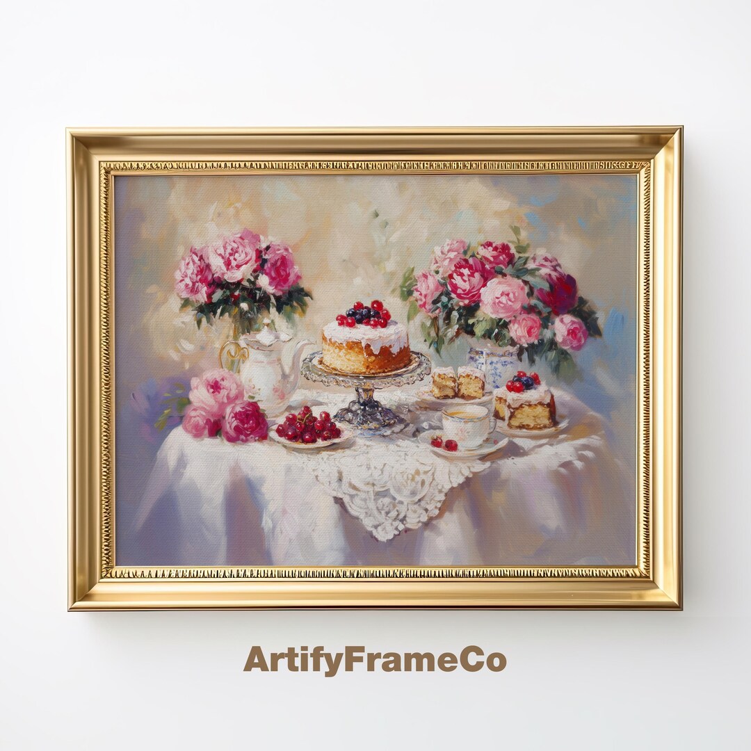 Tea Party Print, Digital PRINTABLE Download, Vintage Tea and Cake ...