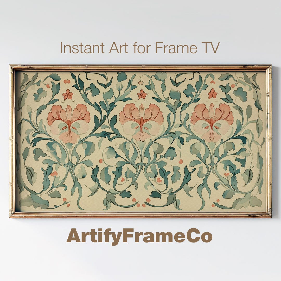 Antique Floral Patterns Frame TV Art, Abstract Art Nouveau Flowers ...