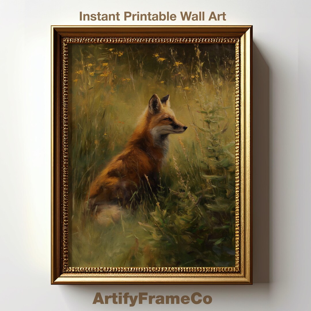 Fox Meadow Print, Woodland Animal Wall Art, Rustic Nature Decor ...