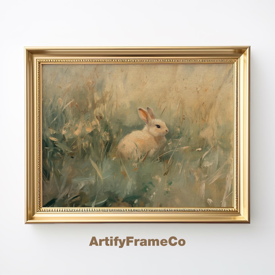 Bunny Meadow Print, Cottagecore Rabbit Wall Art, Soft Nursery Decor ...