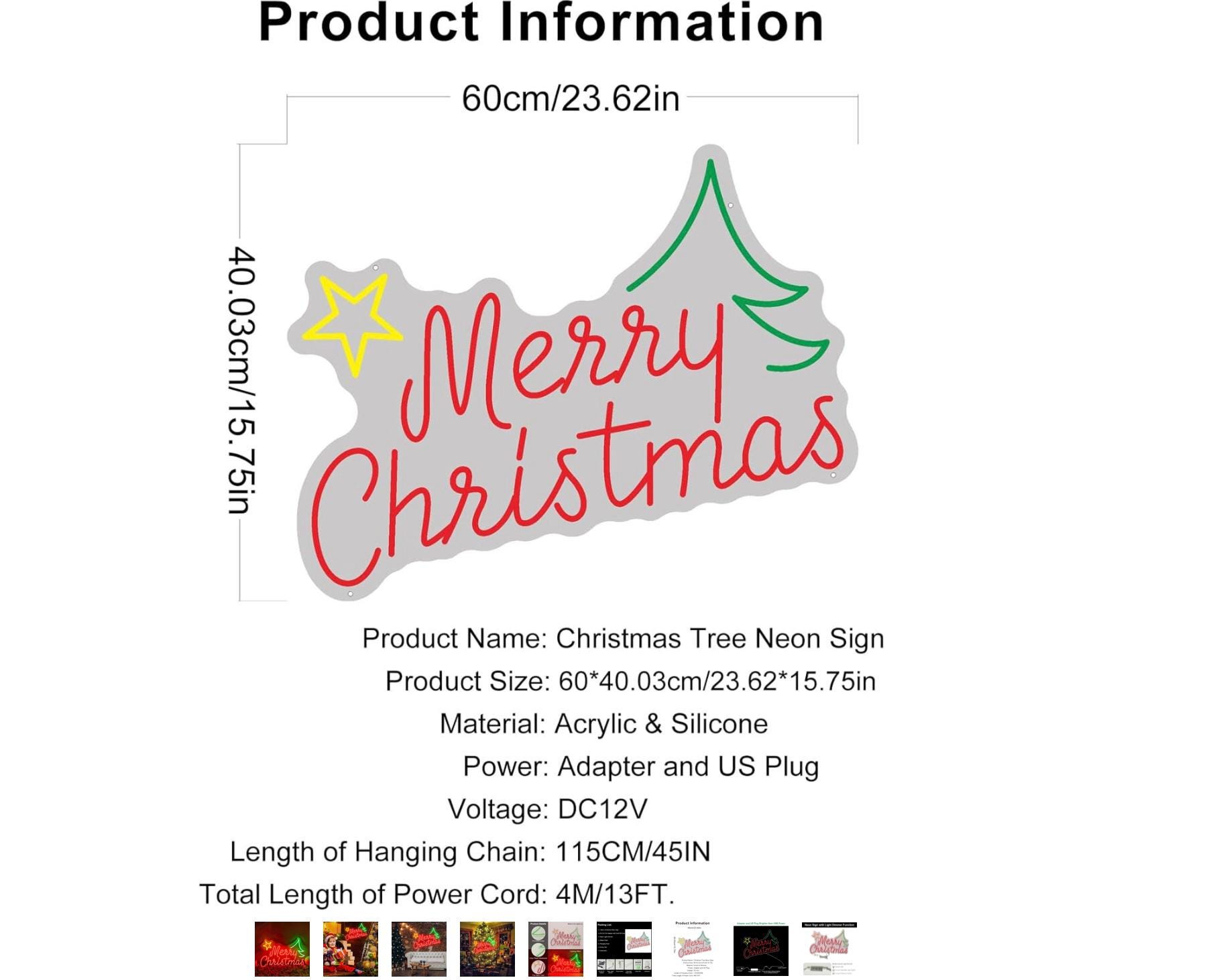 Neon Signs Merry Christmas LED Sign for Christmas Decoration Neon Light ...