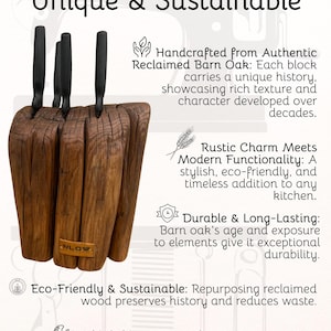 Rustic Kitchen Knife Block, Farmhouse Decor Wooden Knife Holder, Gift ...