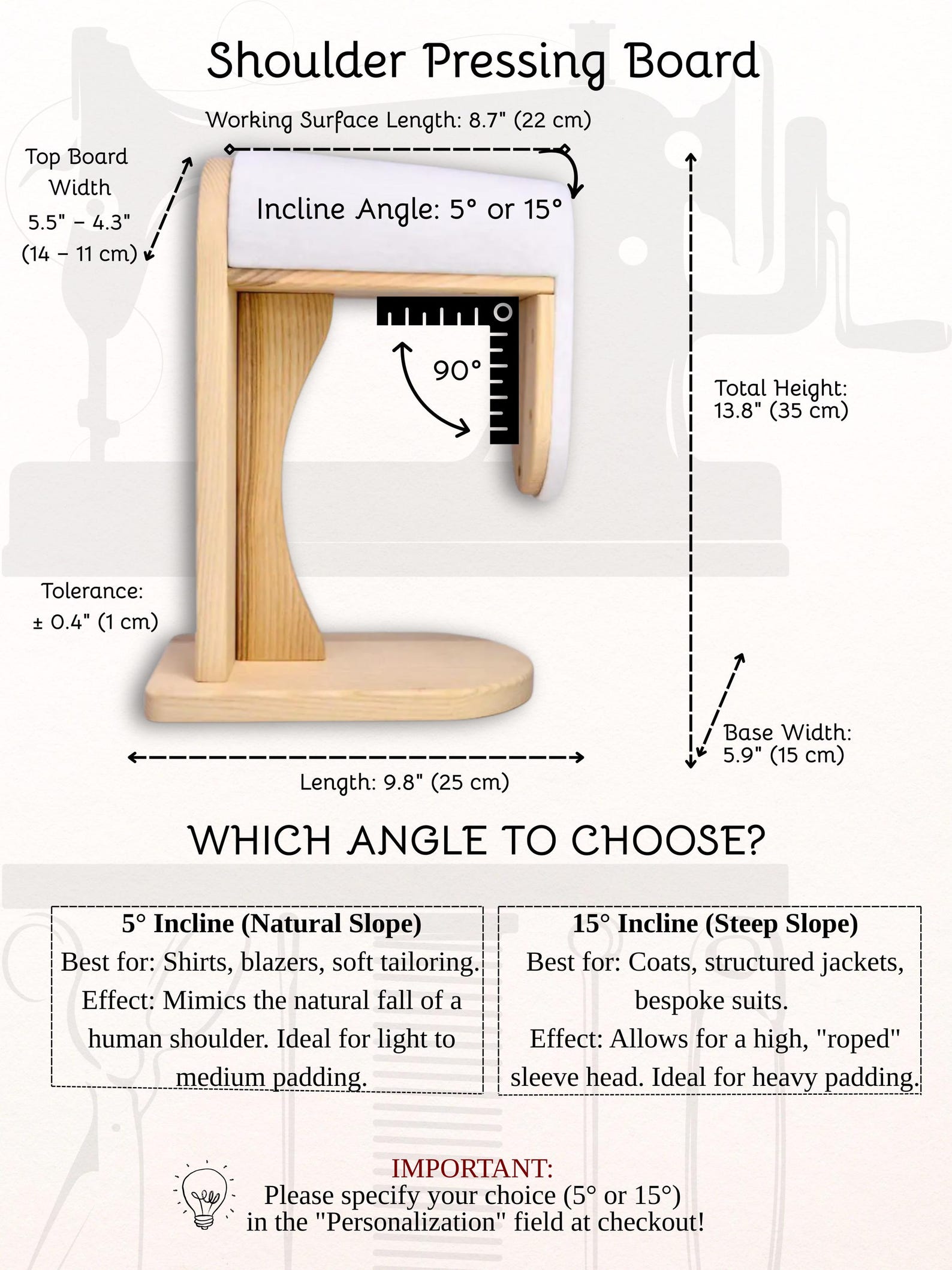Tailor Board for Shoulder 5 or 15 Degrees, Pressing Stand - Sleeve Head ...