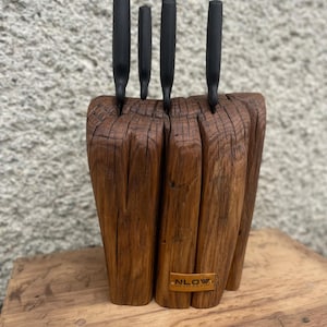 Rustic Kitchen Knife Block, Farmhouse Decor Wooden Knife Holder, Gift ...
