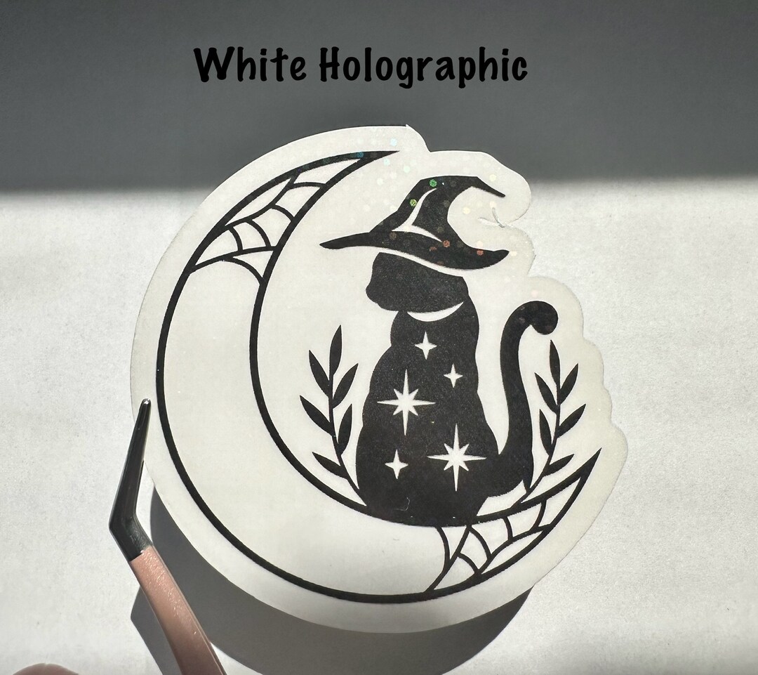 Witchy Cat Sticker, Holographic Waterproof Decal - Etsy