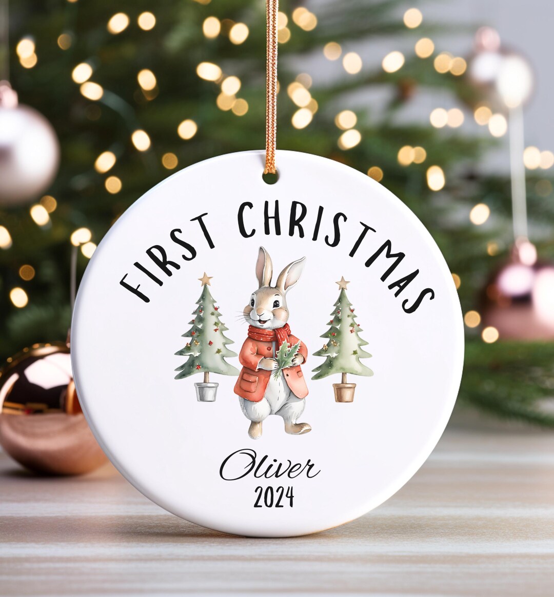 Peter Rabbit Baby's First Christmas Bauble Keepsake Gift, Personalised ...