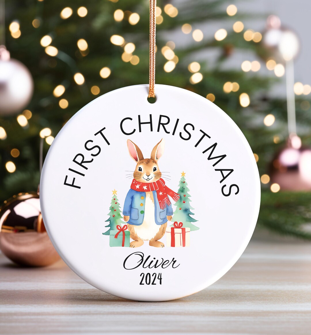 Peter Rabbit Baby's First Christmas Bauble Keepsake Gift, Personalised ...