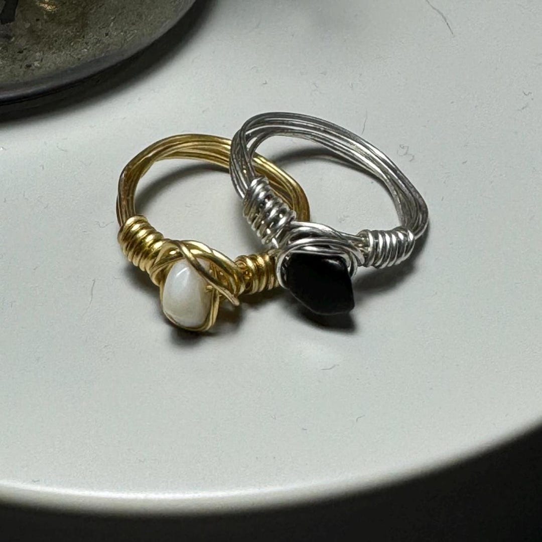 Organic Stone Wire Rings - Etsy