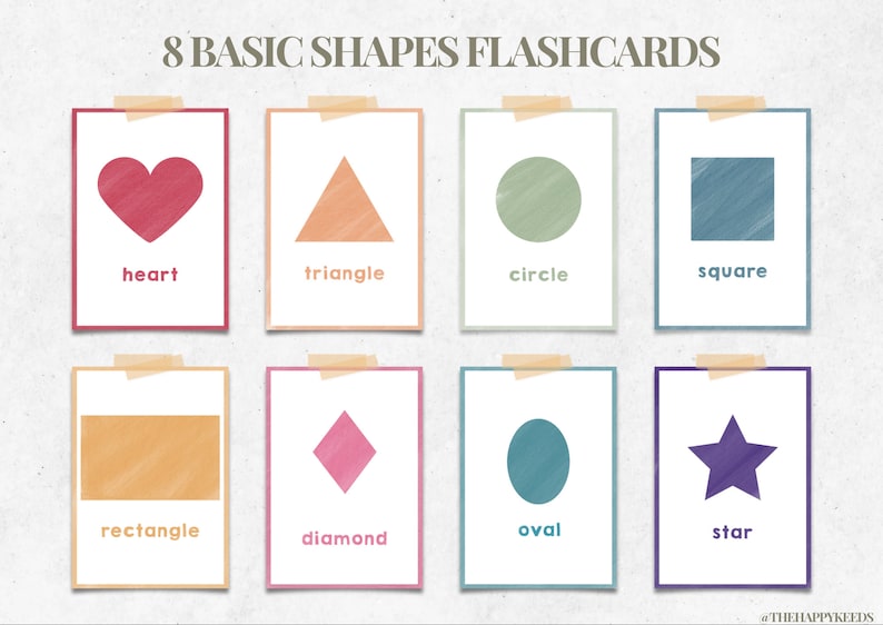 Basic Shapes Flashcards - Etsy