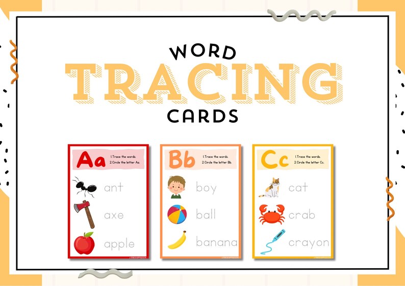 Word Tracing Cards for Kids | Preschool Handwriting Practice | Alphabet ...