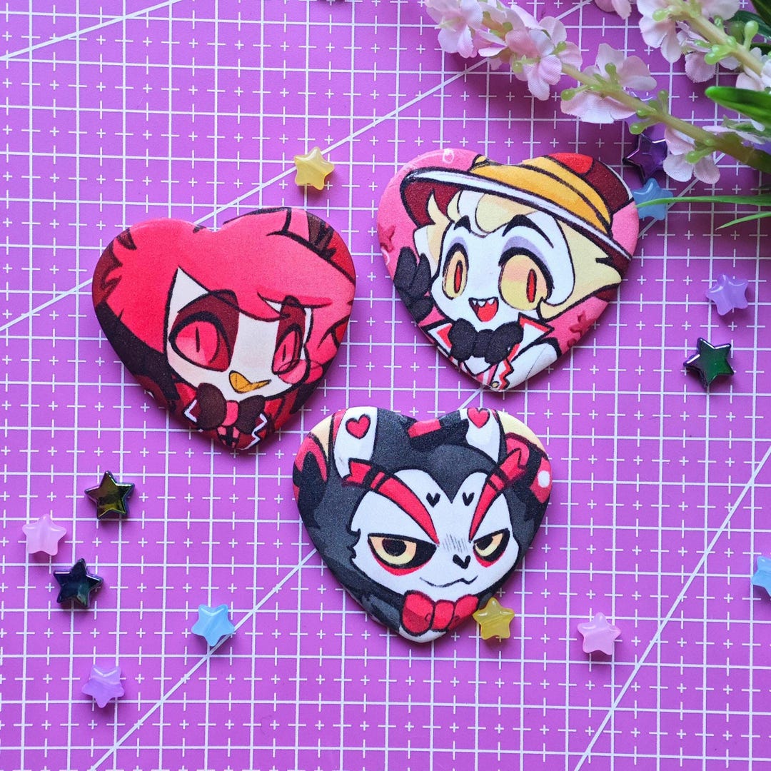 Hazbin Hotel | Round and Heart Pin | Fanmade | Fan Art | Cosplay Pin ...