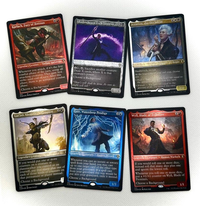6x Foil-etched Baldur's Gate MTG Card Collection: Karlach, Shadowheart ...