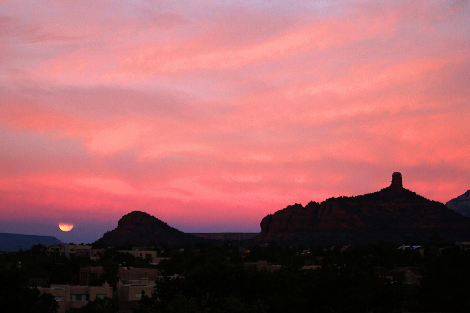 Sedona Moon Setting at Dawn Photo Greeting Card - Sedona Arizona Desert ...