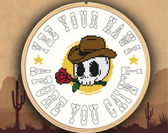 Yee Haw Cross Stitch Pattern Instant Download Cowboy Boot Cross Stitch ...