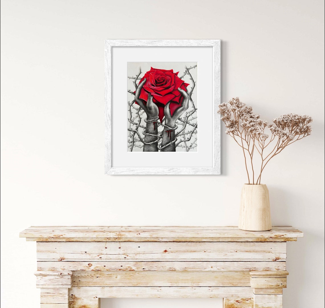 Original Colored Pencil Drawing, Original Artwork, Hand Drawn, Flower ...