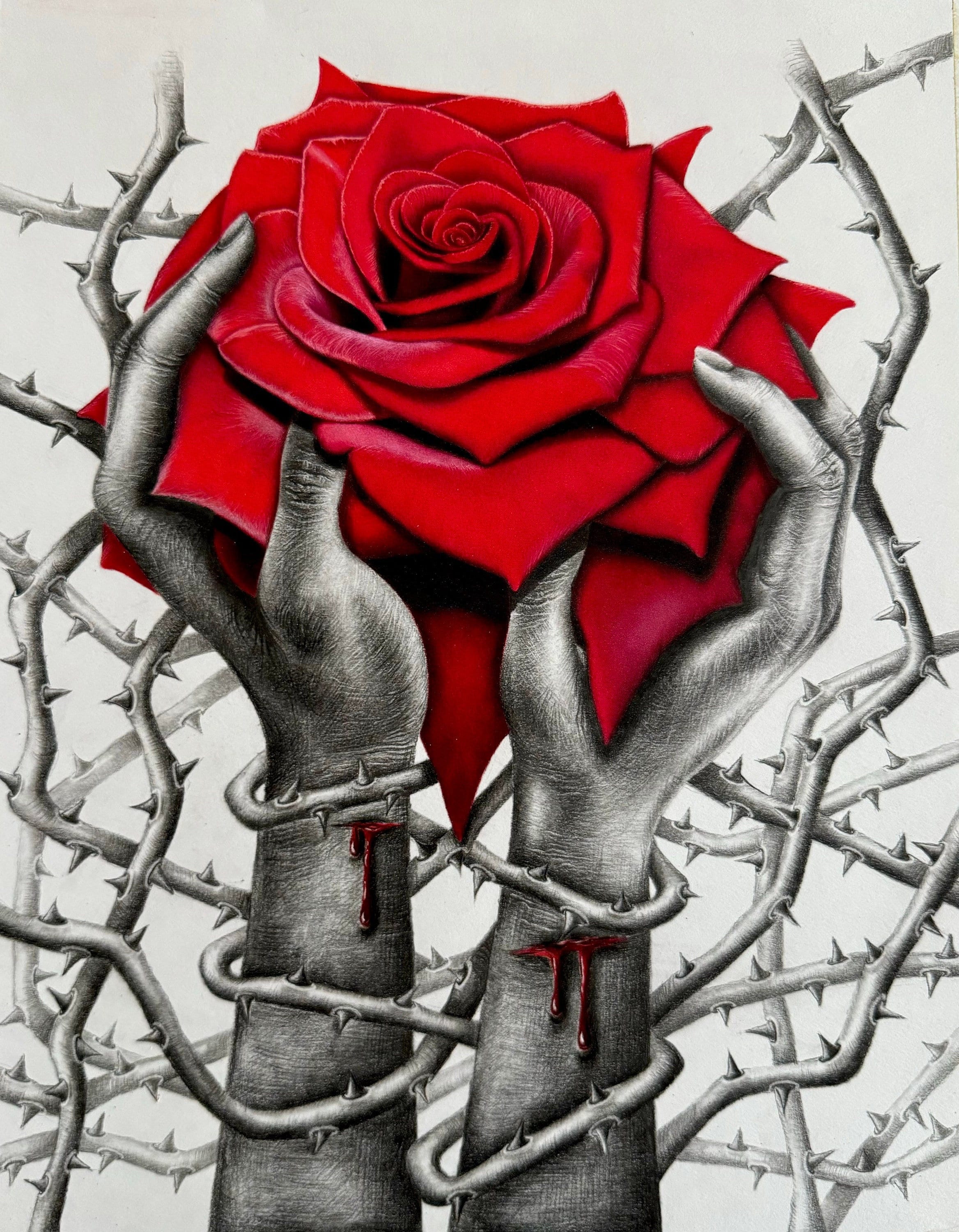 Original Colored Pencil Drawing, Original Artwork, Hand Drawn, Flower ...