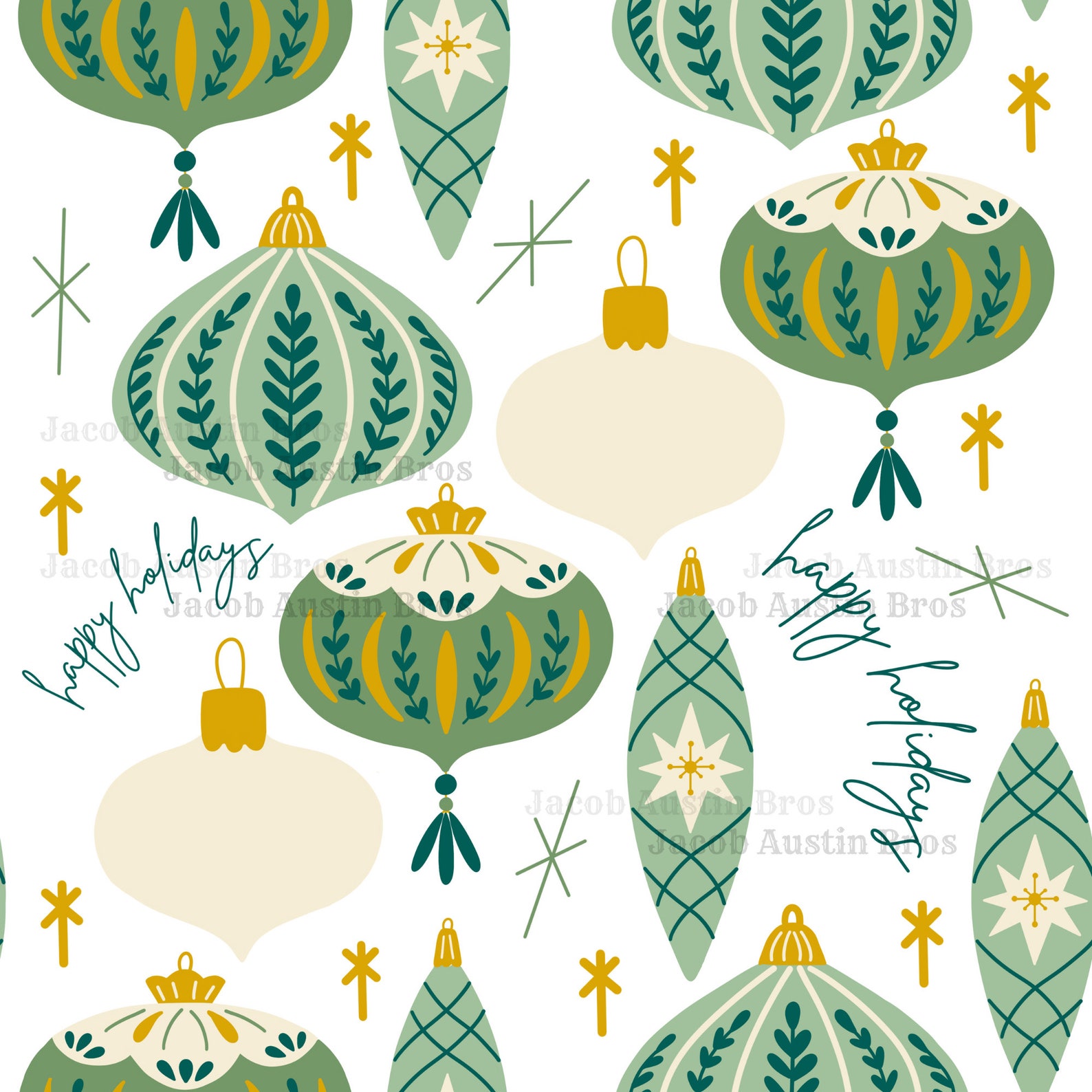 Vintage Christmas Ornament Seamless Pattern Digital Download Christmas ...