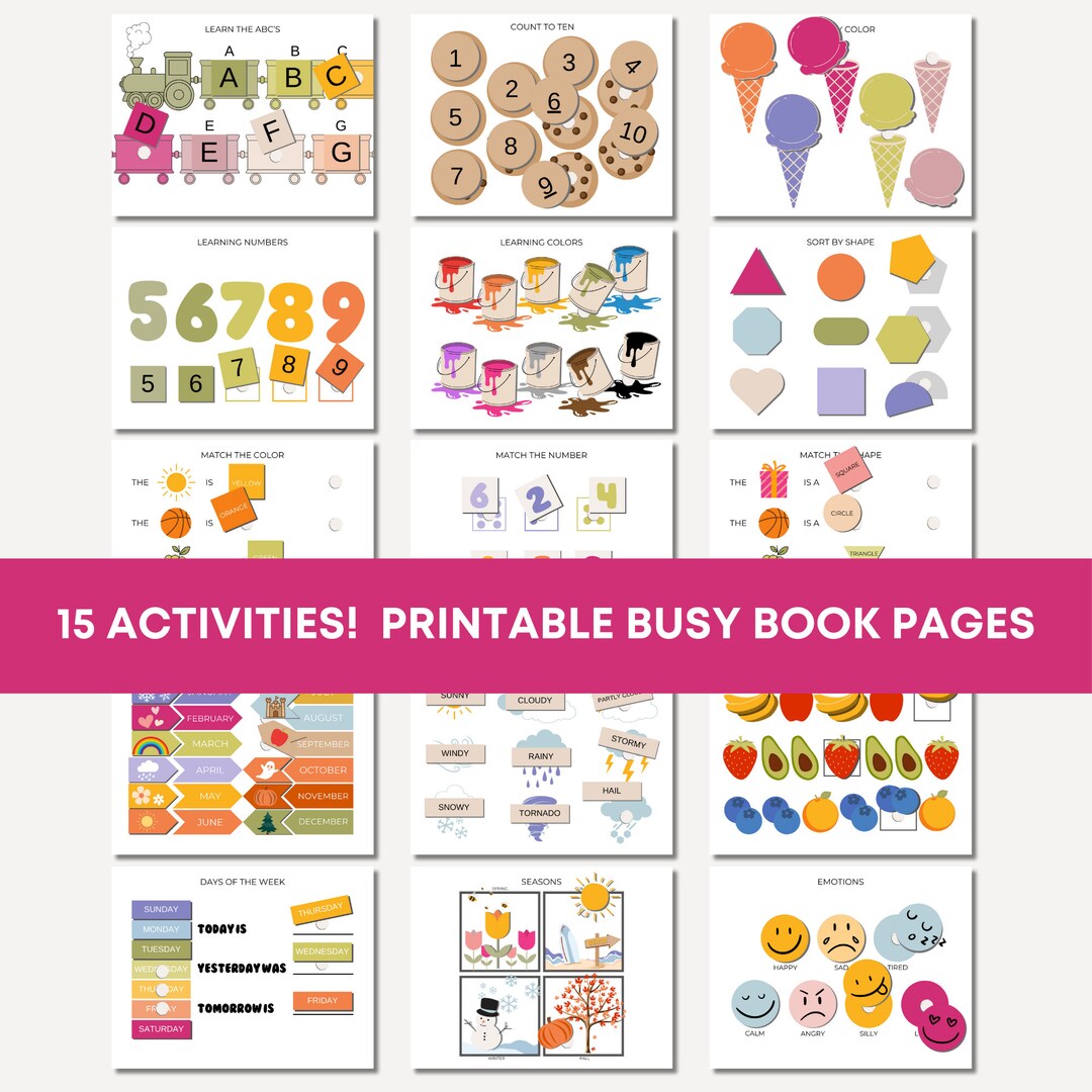 Printable Busy Book for Toddlers, Montessori Materials, Quiet Book ...