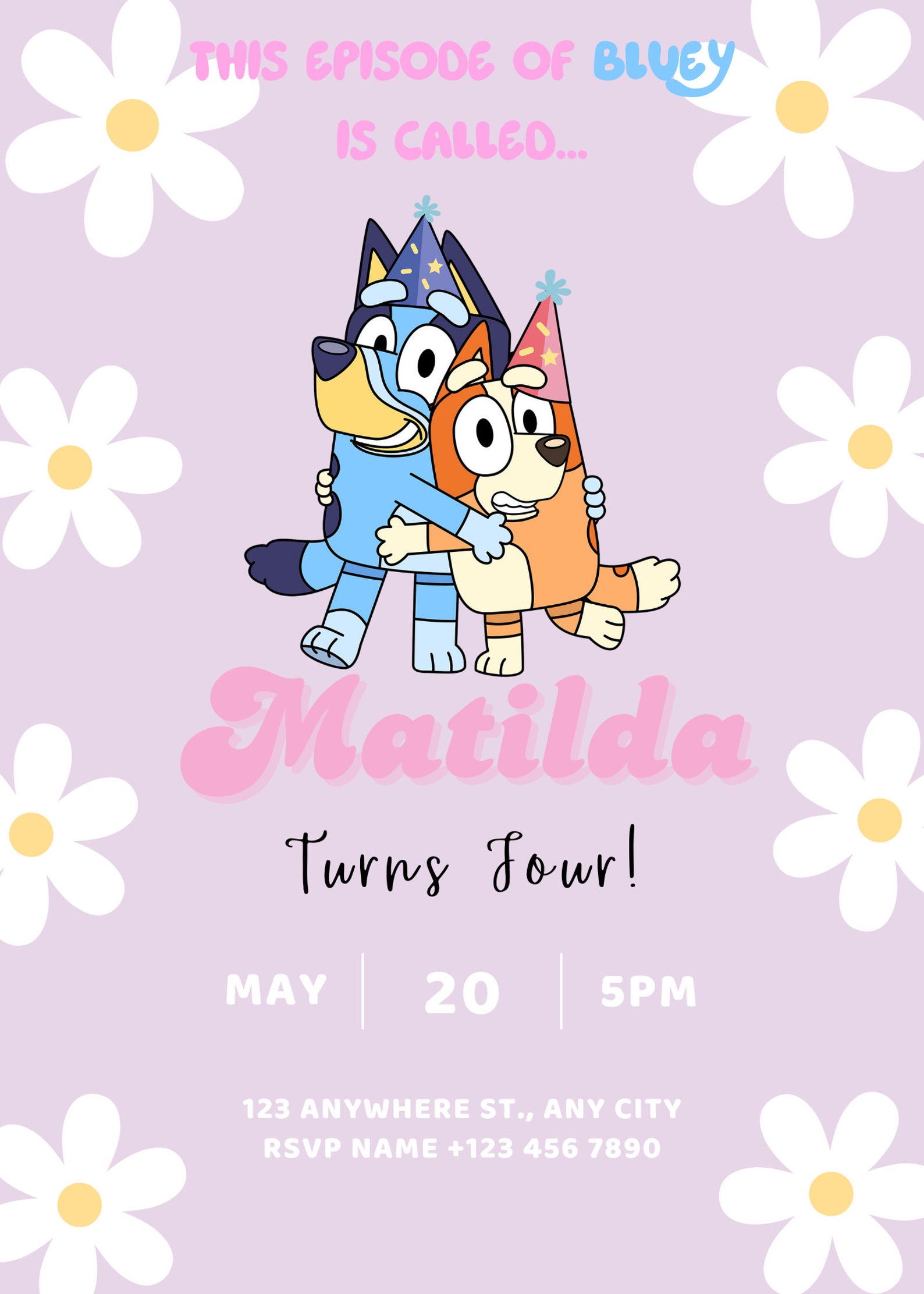 Editable Bluey Birthday Party Invitation, Blue Dog Invitation, Heeler ...