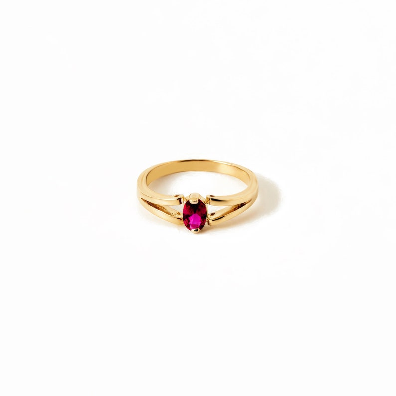 Oval Cut Ruby Ring 14K Solid Gold, July Birthstone Ring, 14K Real Gold ...