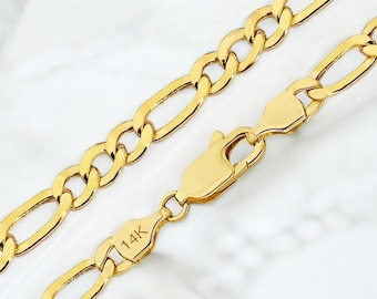 14K Yellow Gold Figaro Chain Necklace, 2mm 7.5mm 16 28 Inch, 14k Thick Link Chain, Real 14k Gold ...