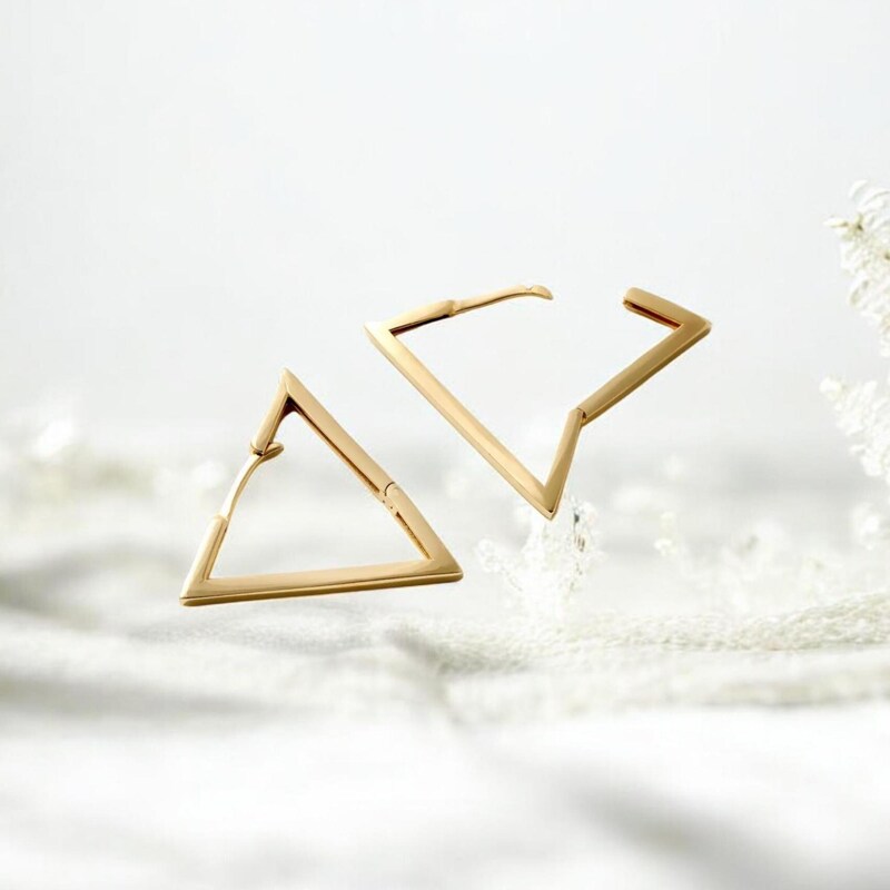 Gold Triangle Earrings - Etsy