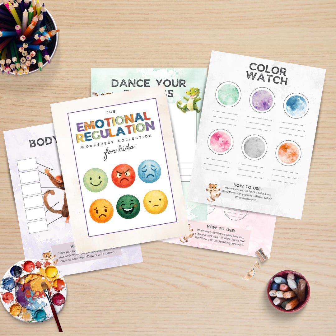 Editable Emotional Regulation Worksheets for Kids, Printable Calm Down ...