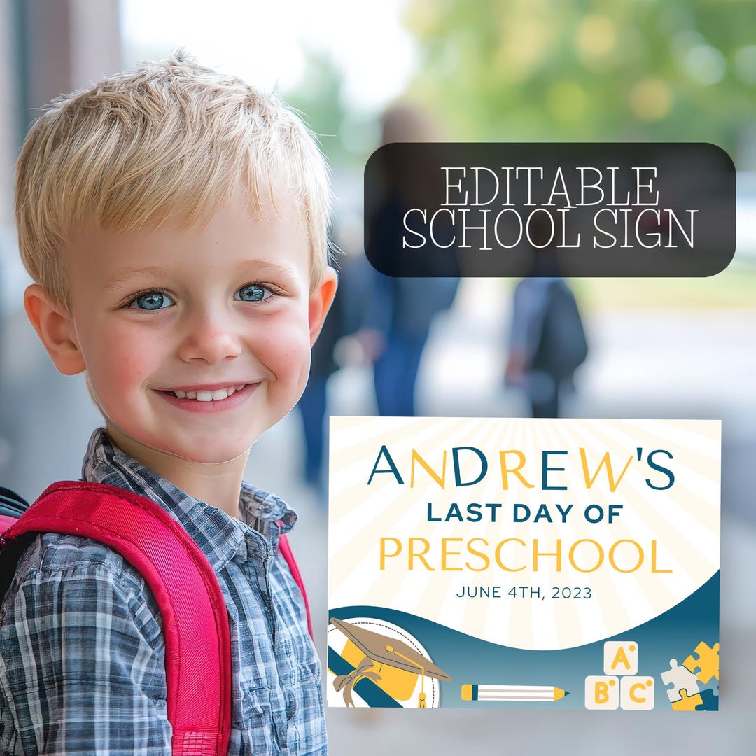 Editable School Sign Template for Kids, Instant Download, Printable ...