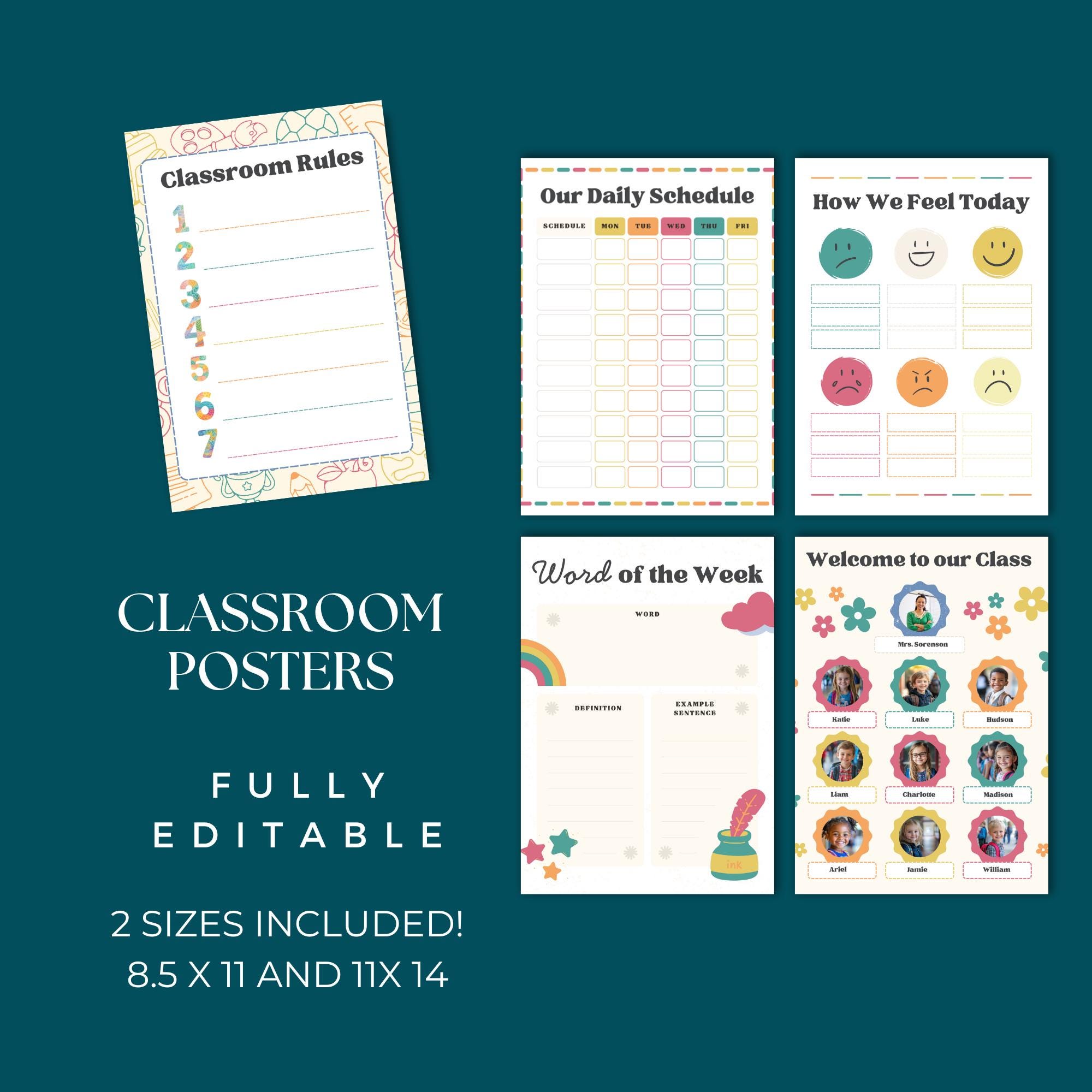 Editable Classroom Posters, Printable Elementary School Signs ...
