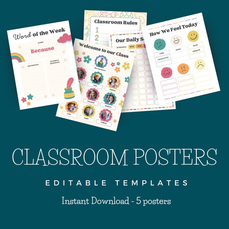 Editable Classroom Posters, Printable Elementary School Signs ...