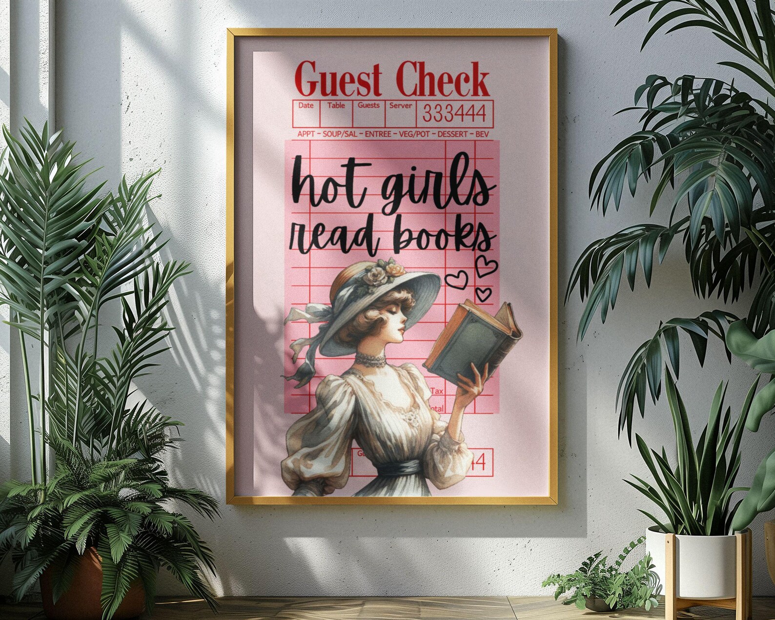 Hot Girls Read Books Guest Check Poster Girly Apartment Art Main ...