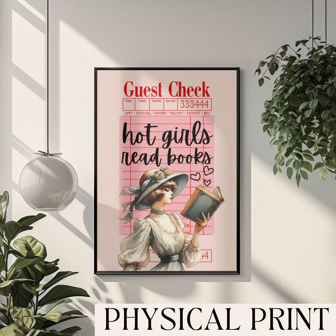 Hot Girls Read Books Guest Check Poster Girly Apartment Art Main ...
