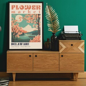 Delaware State Flower Market Print Flower Market Poster Retro Travel ...