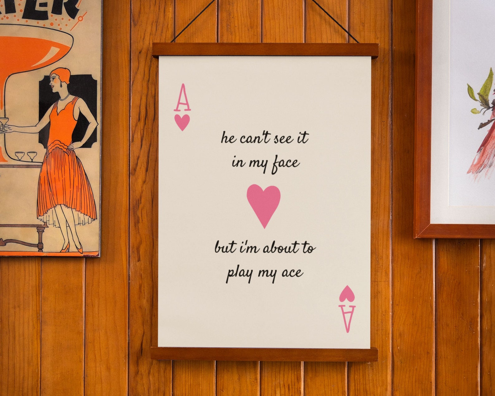 New Romantics Poster Ace of Hearts Art Pink Ace Wall Art Ace Playing ...
