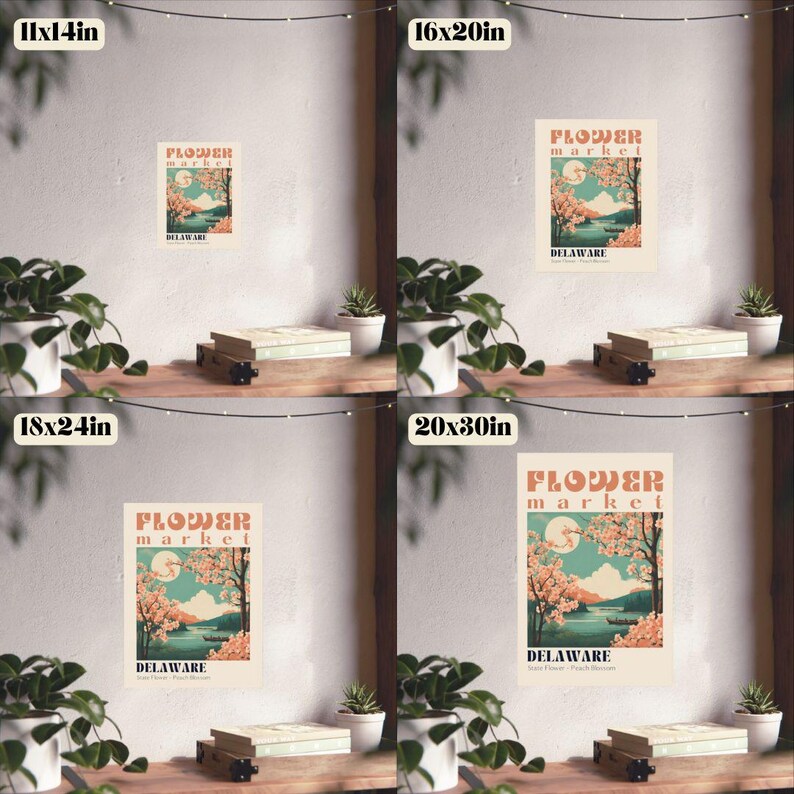 Delaware State Flower Market Print Flower Market Poster Retro Travel ...