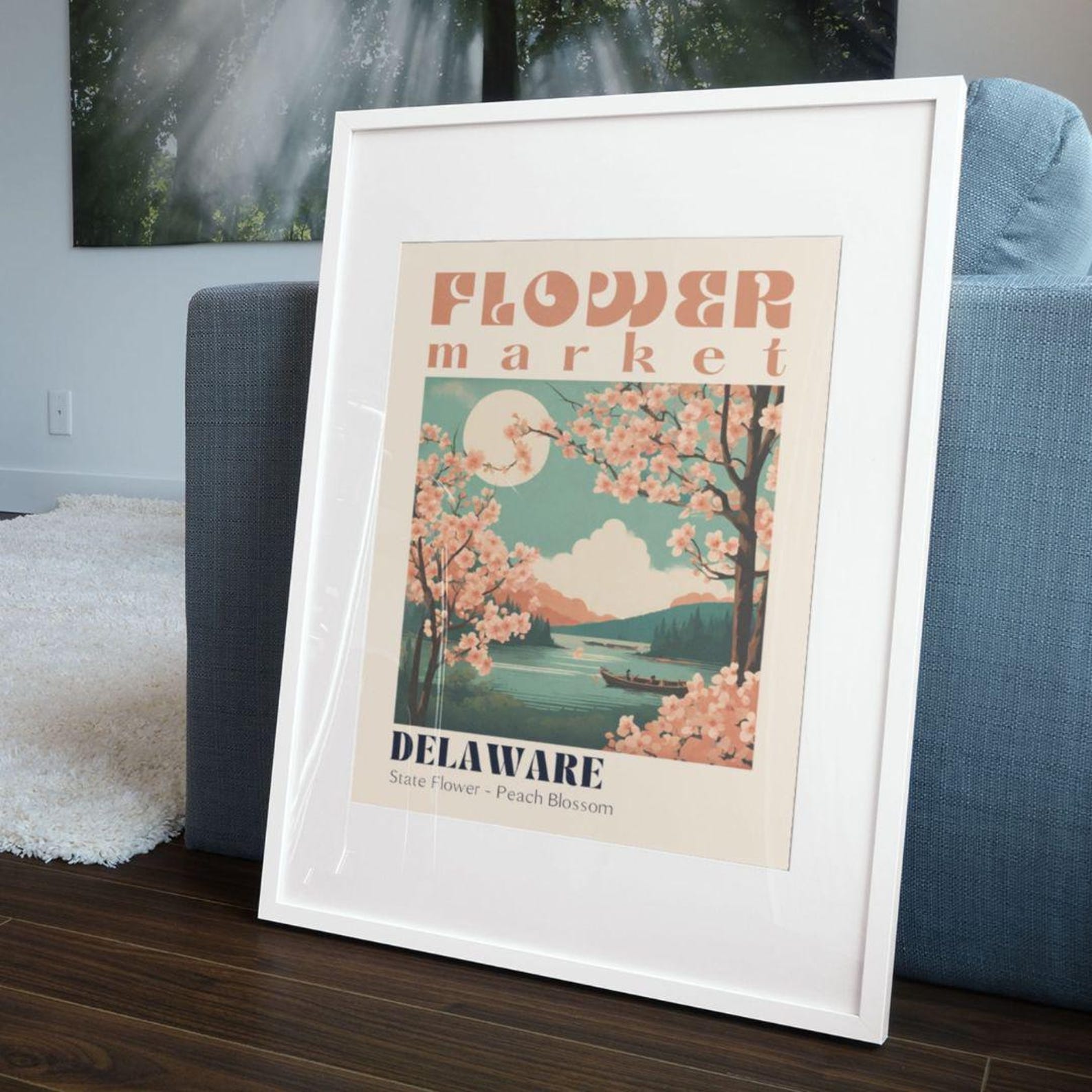 Delaware State Flower Market Print Flower Market Poster Retro Travel ...