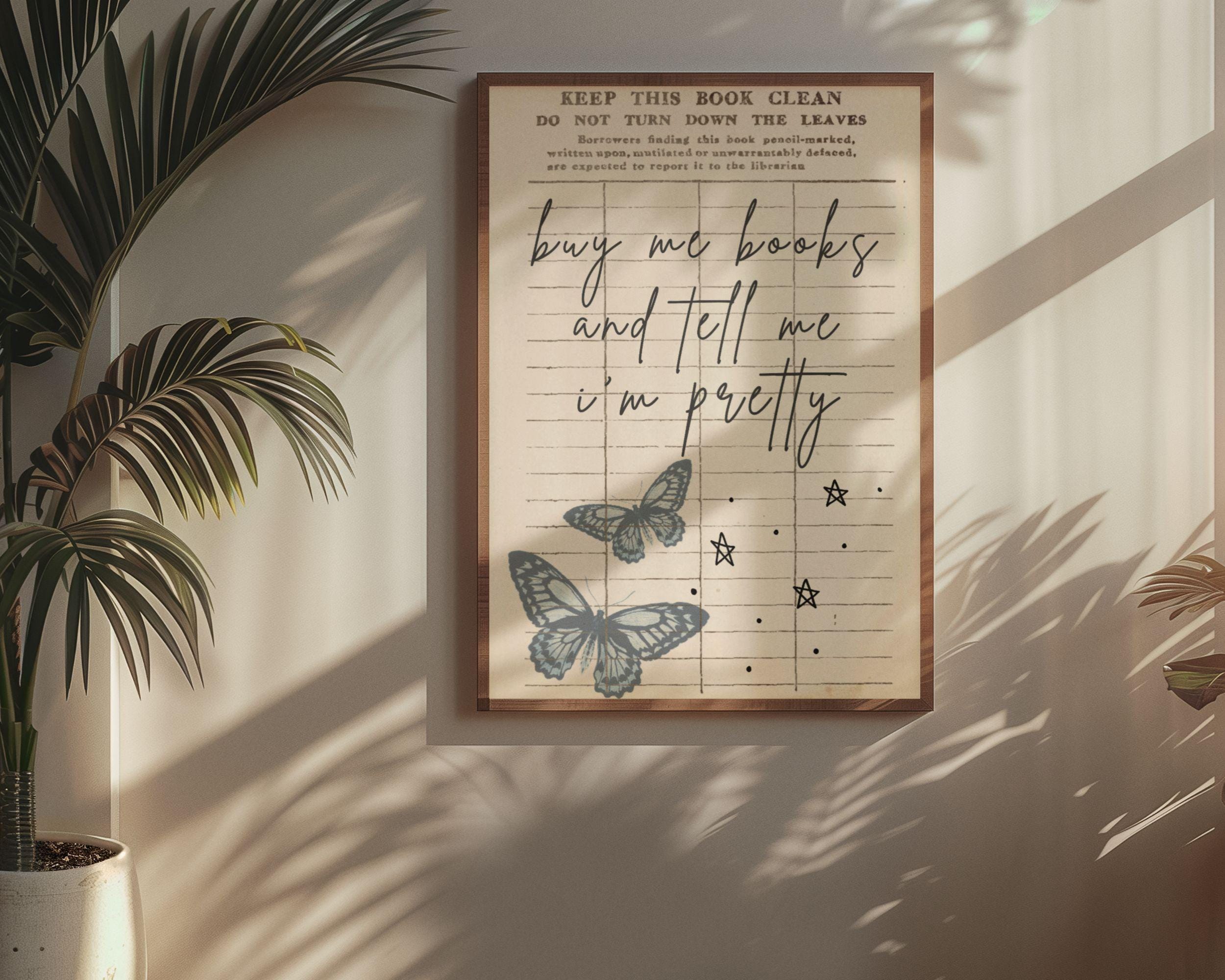 Buy Me Books and Tell Me I'm Pretty Library Card Art Bookish Print ...