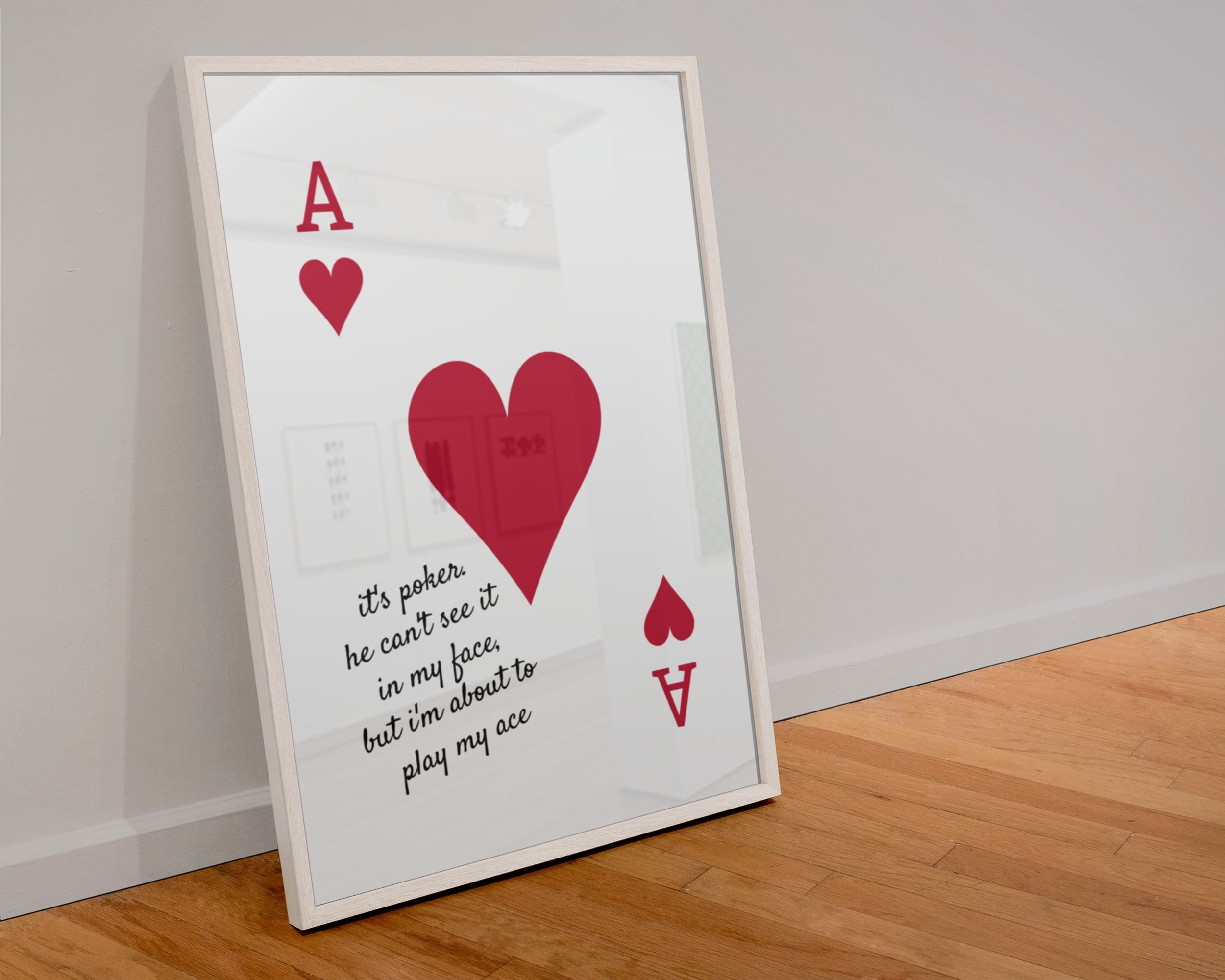 Ace of Hearts Play My Ace Quote Wall Art Print Red Card Poker Poster - Etsy