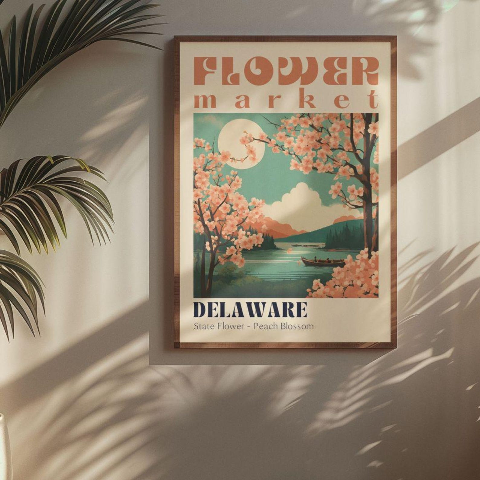 Delaware State Flower Market Print Flower Market Poster Retro Travel ...