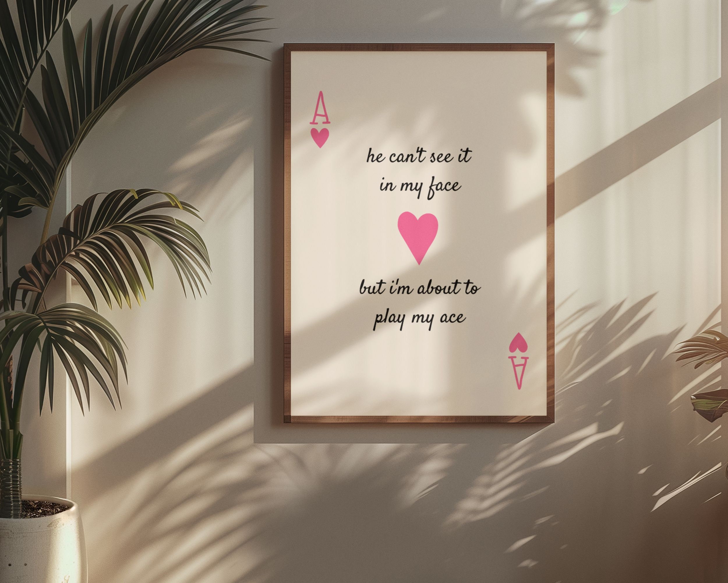 New Romantics Poster Ace of Hearts Art Pink Ace Wall Art Ace Playing ...